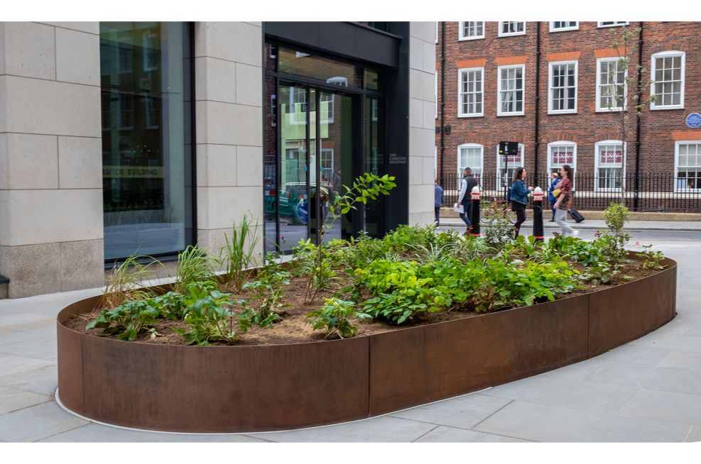 Bespoke Corten Steel Perimeter Planters and Edging for Public Realm - IOTA UK